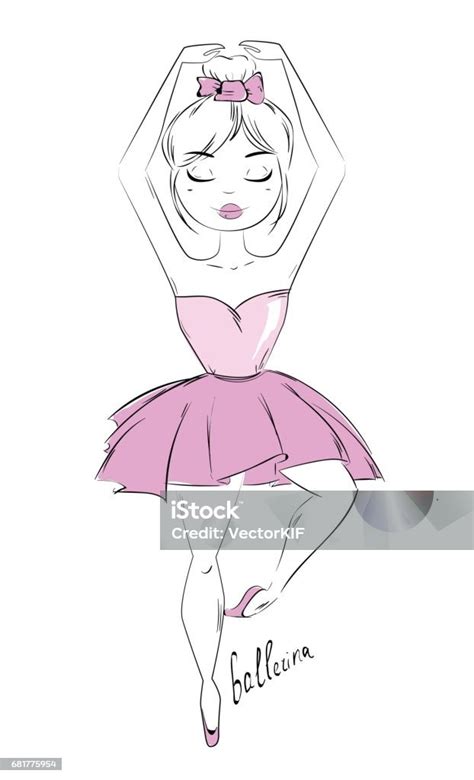 발레리 나입니다 귀여운 댄서 인쇄 포스터 인사말 카드에 대 한 낙서 예술 벡터 증권 건강한 생활방식에 대한 스톡 벡터 아트 및