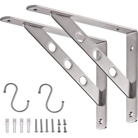 AJW Equerre Etagère Murale Inox Support d étagère 250x180mm Supports