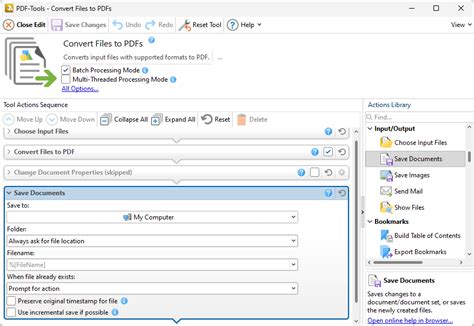 PDF Tools V10 User Manual Actions Library Input Output Actions