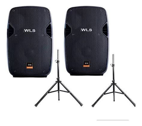 Kit Caixa De Som Wls S10 Ativa Passiva Pedestal De Caixa