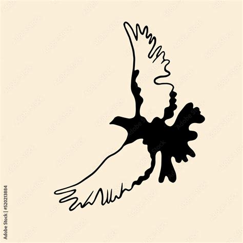 Flying Stylized Bird Vector Illustration Flying Bird Doodle Stock