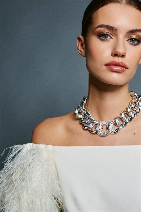 Silver Plated Chunky Statement Necklace Karen Millen