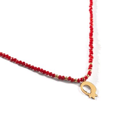 خرید آنلاین گردنبند طلا سنگی انار و گوی گالری پرسته