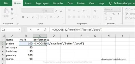 How To Use CHOOSE Function In Excel Developer Publish