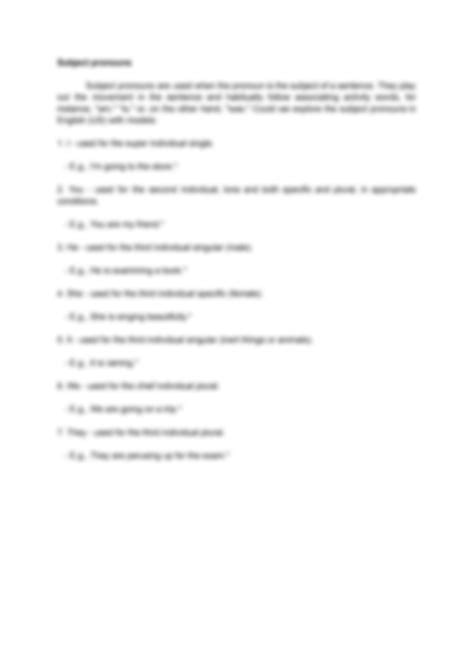 SOLUTION Mastering Subject And Object Pronouns In English Us A