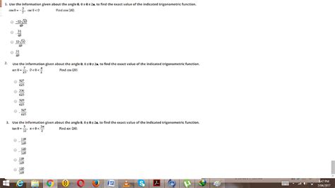 Solved Use The Information Given About The Angle Theta 0