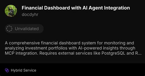 Financial Dashboard With Ai Agent In Lobehub
