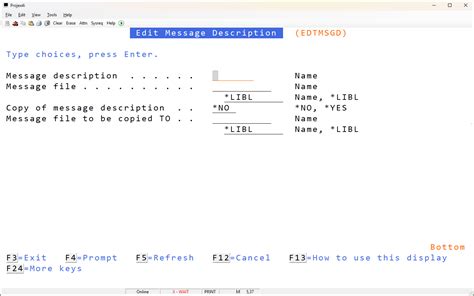 Edtmsgd Edit Message Descriptions In A Msgf Software Projex Ibm