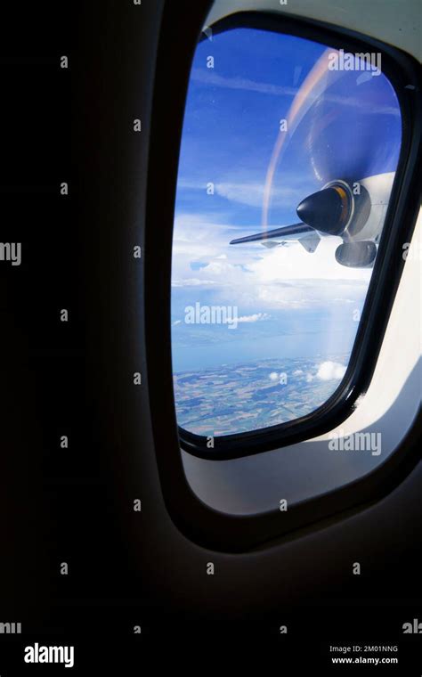 Aerial View From Turbo Prop Aircraft Stock Photo Alamy