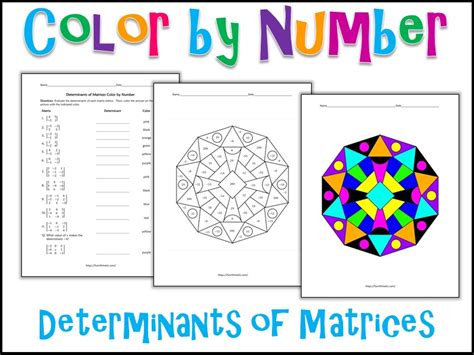 Determinants Of Matrices Color By Number Teaching Resources
