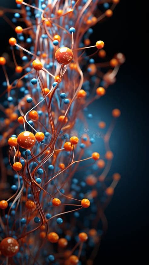 A Complex Biological Gene Structure Visualized Through 3d Rendering With Lines And Nodes Stock