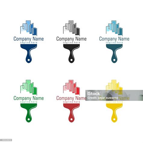 벡터 다채로운 집 페인트 디자인 하우스 페인트 아이콘 디자인 홈 페인팅 서비스 부동산 벡터 아이콘 건설 및 착색 개조 개념에 대한 스톡 벡터 아트 및 기타 이미지 Istock