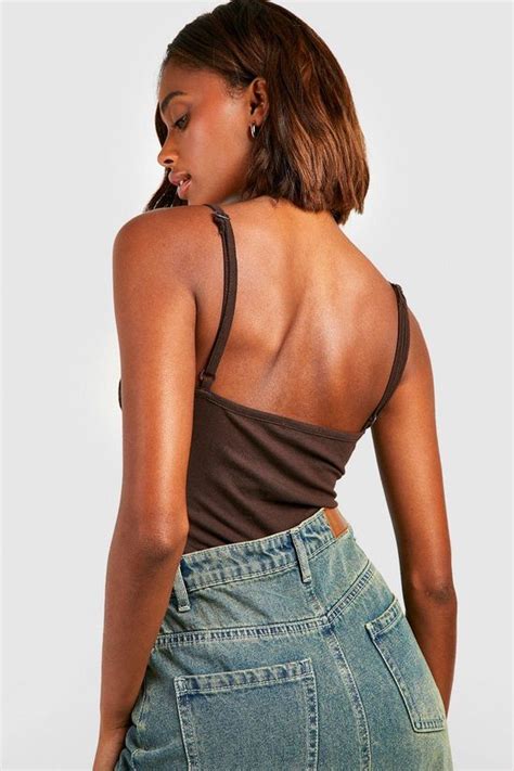 Tops Cotton Corset Detail Bodysuit Boohoo