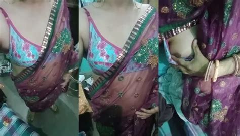 India Trans Gaurisissy Presionando Y Ordeñando Sus Tetas En Sari Rosa