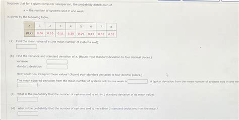 Solved Suppose That For A Given Computer Salesperson The