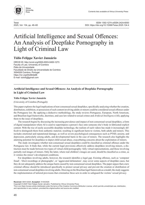 Pdf Artificial Intelligence And Sexual Offences An Analysis Of Deepfake Pornography In Light