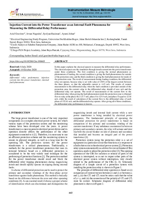 Pdf Injection Current Into The Power Transformer As An Internal Fault