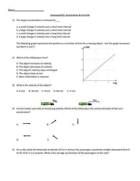 D Kinematics HW This Works Name Homework Acceleration Free