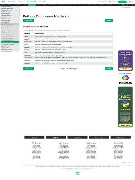 Python Dictionary Methods Pdf