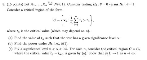 Solved 5 15 points Let X1 Xn i i d N θ 1 Consider Chegg com