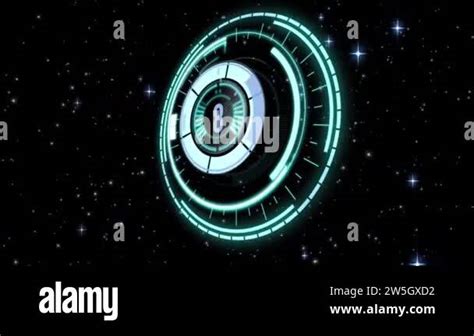 animation of rotating circular scanner with countdown over glowing