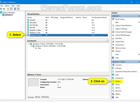 Restore Checkpoint For Hyper V Virtual Machine In Windows 11 Windows