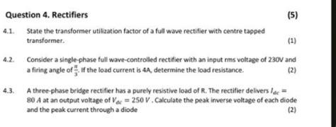 Solved State The Transformer Utilization Factor Of A Full Chegg Com