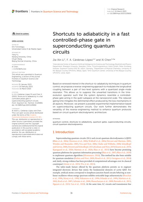 PDF Shortcuts To Adiabaticity In A Fast Controlled Phase Gate In