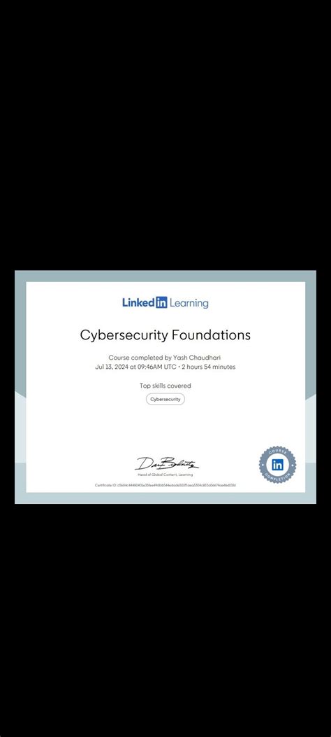 Yash Chaudhari On Linkedin Cybersecurity Linkedinlearning Course Linkedin Foundations