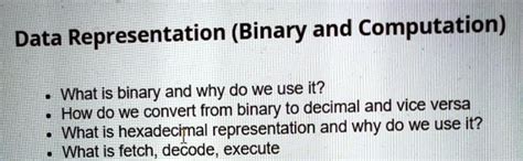 data representation binary and computation what is binary and why do
