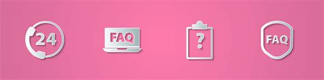 종이 를 잘라 전화 24 시간 지원 노트북 및 Faq 물음표와 방패 텍스트 아이콘 클립 보드를 설정합니다 종이 아트 스타일 벡터