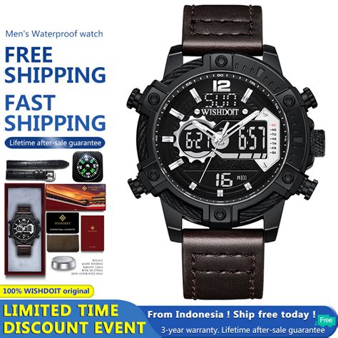 WISHDOIT Jam Tangan Pria Original Anti Air Laki Laki Cowok Kulit Tahan