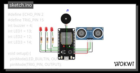 Ultrasonic Led Wokwi Esp32 Stm32 Arduino Simulator