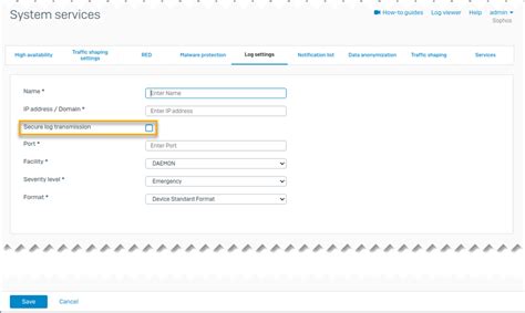 Add A Syslog Server Sophos Firewall