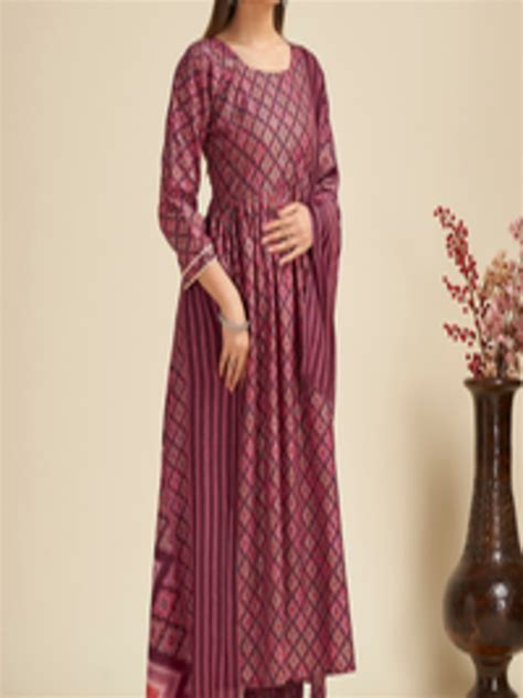 Buy Sitaram Designer Ethnic Motifs Printed Anarkali Pure Cotton Kurta