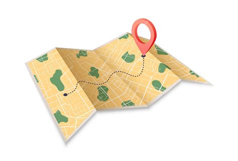 Бумажная карта с красной точкой местная улица Gps навигация город
