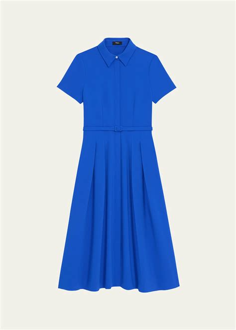 Theory Short Sleeve Belted Midi Shirtdress Bergdorf Goodman
