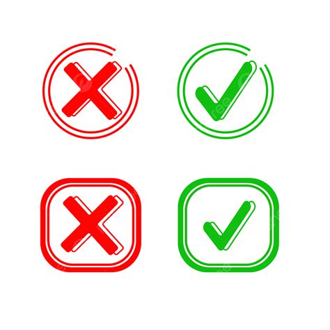 Cross And Check Tick Square Circle Shape Cross And Check Tick Square