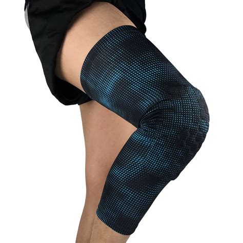 MUQGEW Breathable Men Honeycomb Long Basketball Knee Pads Leg Sleeve Calf Knee Support Anti Bump