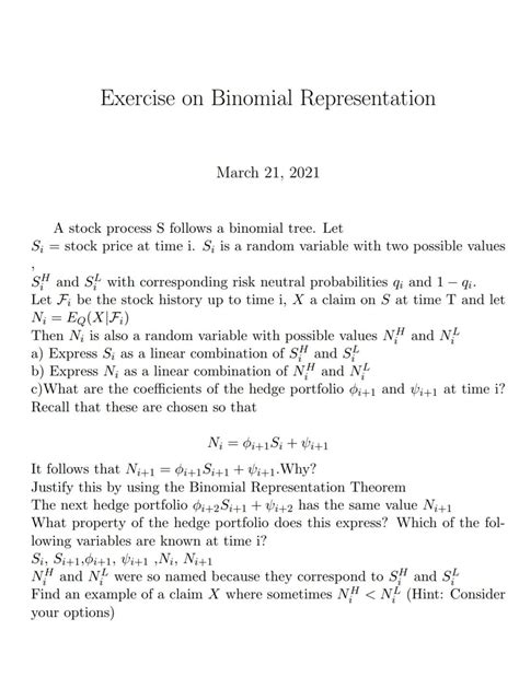 Solved Exercise On Binomial Representation March 21 2021 A