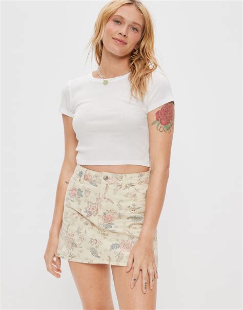 Ae Super High Waisted Mini Skirt Floral