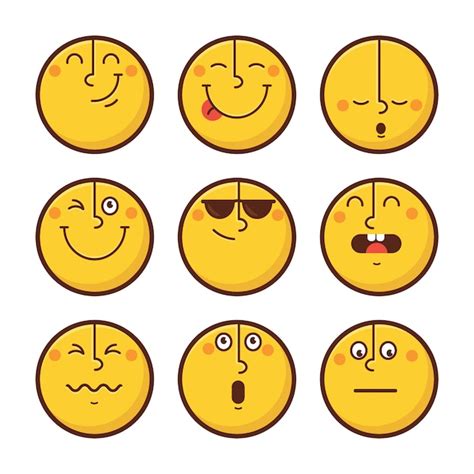Conjunto De Emoções De Rosto De Emoticon Vetor Premium