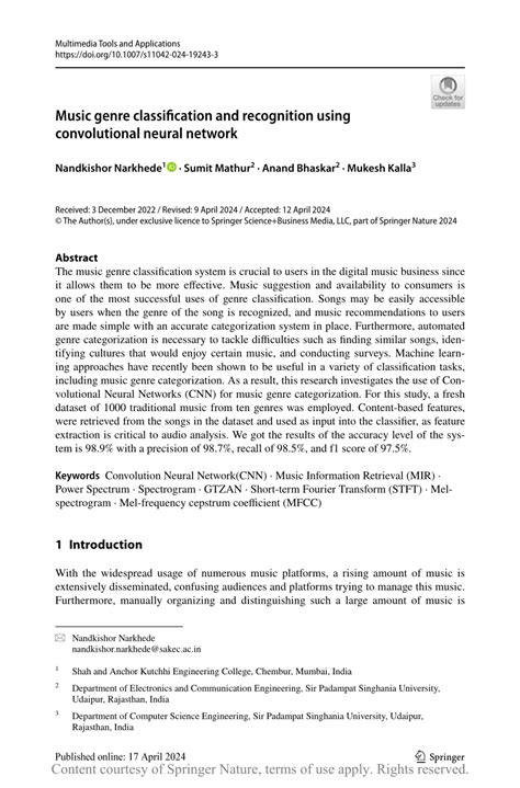 Music Genre Classification And Recognition Using Convolutional Neural