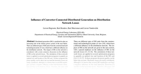 Influence Of Converter Connected Distributed Generation On Distribution Network Losses