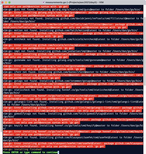 ` goinstallbinaries` outputs errors on a clean vim install · issue