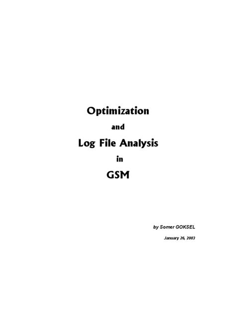Optimization And Log File Analysis In Gsm Pdf Digital Technology