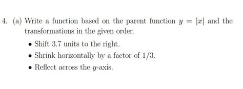 Solved A Write A Function Based On The Parent Function Chegg