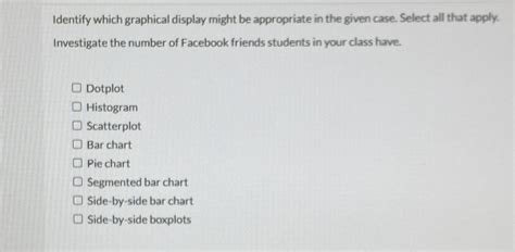 Solved Identify Which Graphical Display Might Be Appropriate Chegg