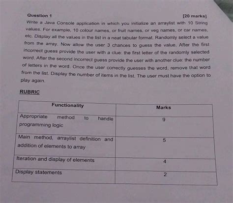 Solved Question 1 20 Marks Write A Java Console