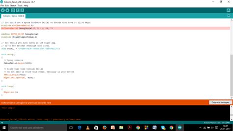 Not Able To Connect Arduino Usb Blynk Need Help With My Project